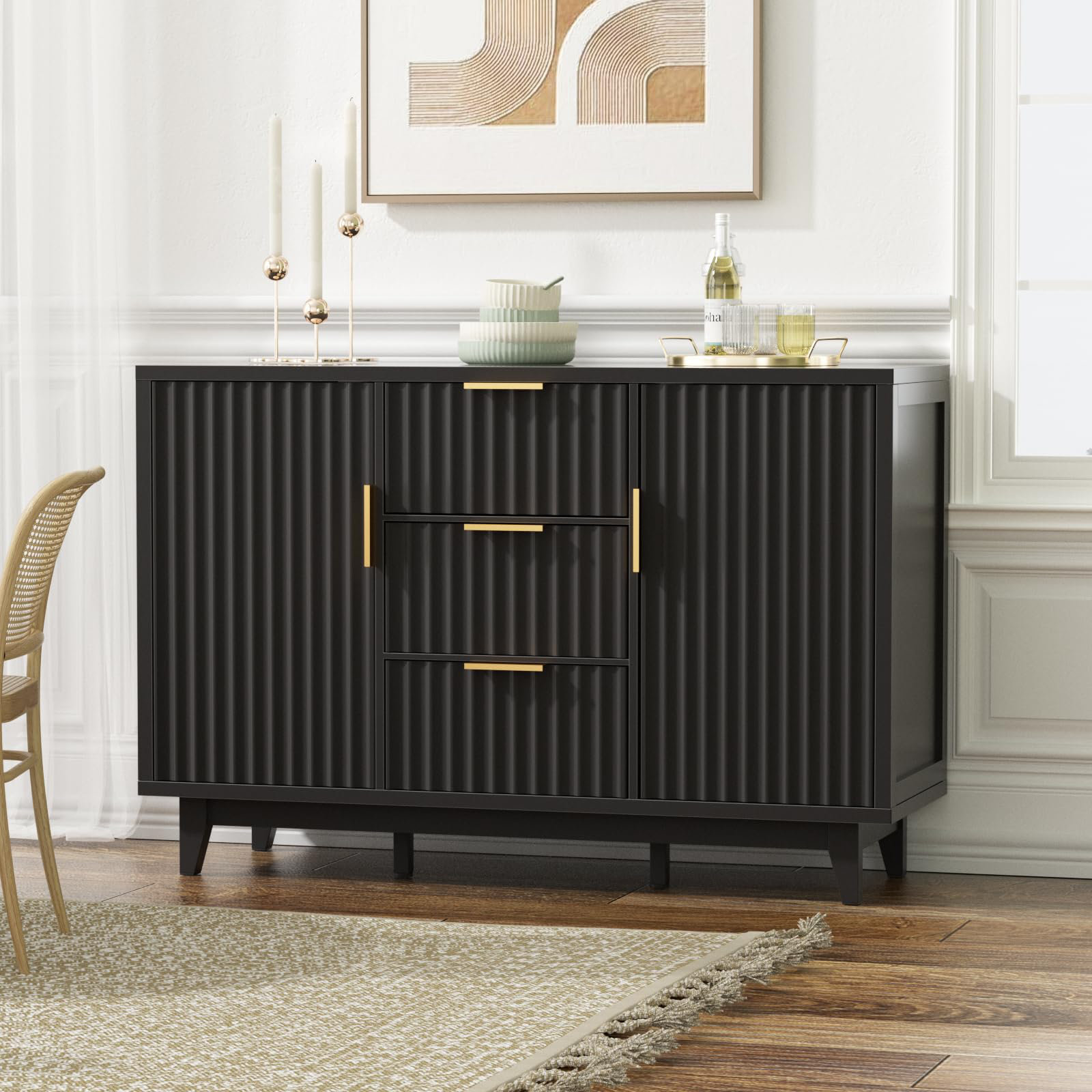 Ebern Designs 47.2" W Storage Cabinet With 3 Drawers & Reviews | Wayfair